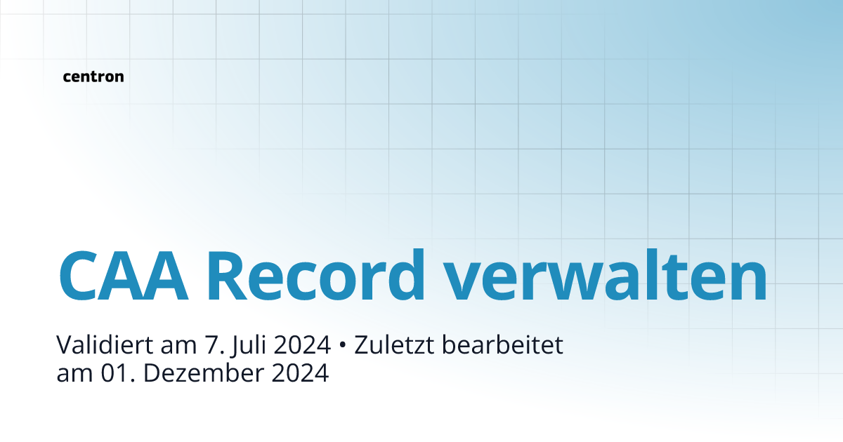 CAA Record verwalten | Domains & DNS