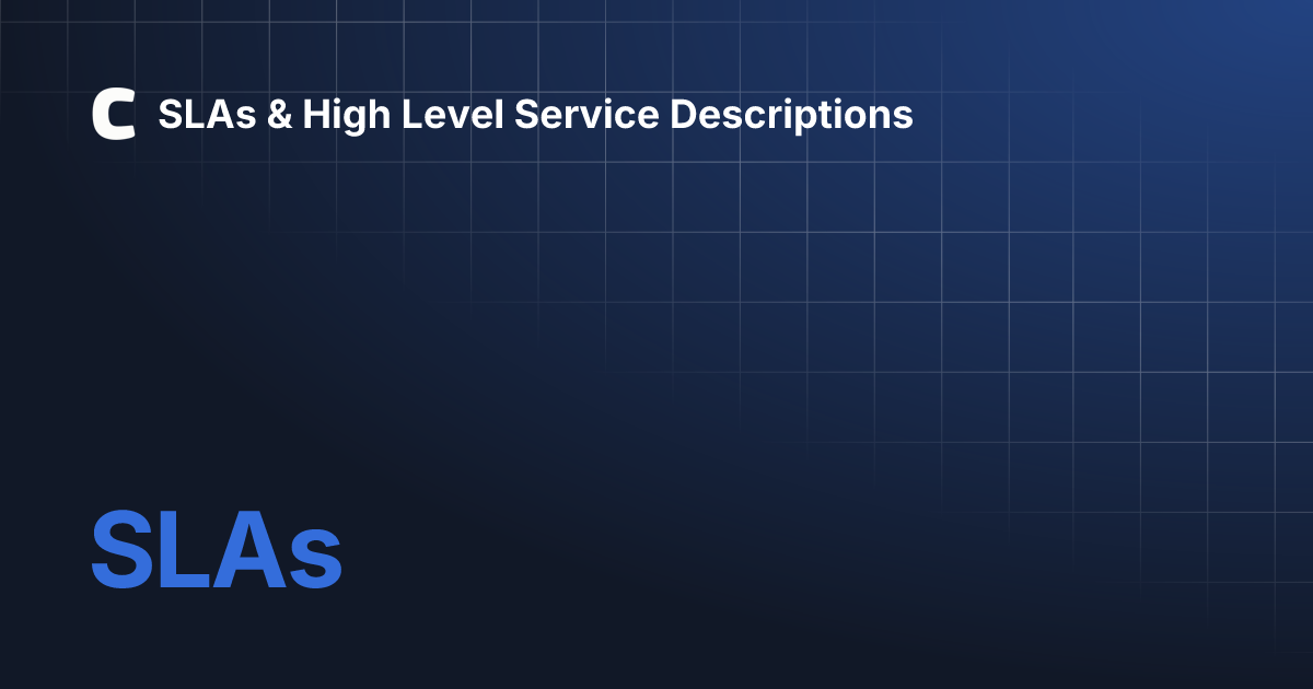 SLAs | SLAs & High Level Service Descriptions