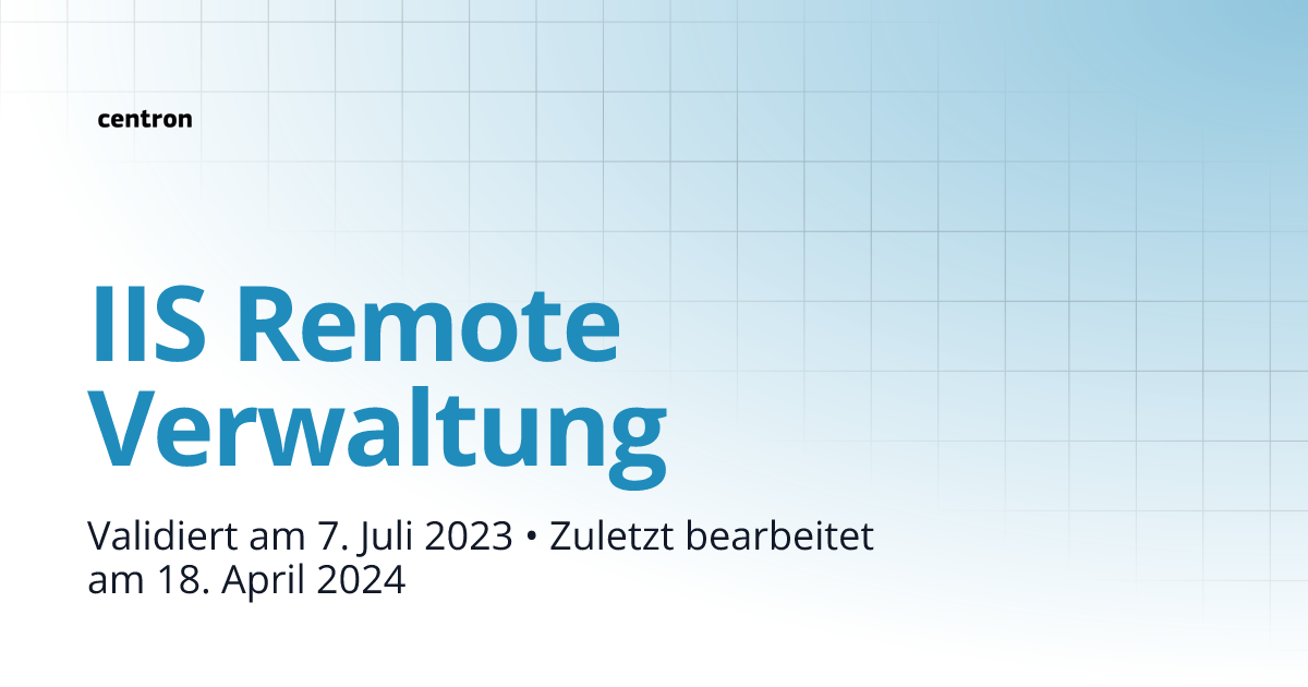 IIS Remote Verwaltung | Webhosting